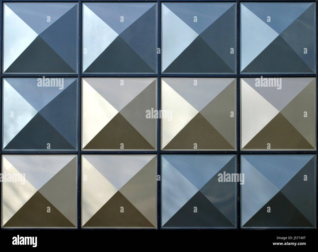 blue house building modern modernity silver pyramid facade sheet metal ...
