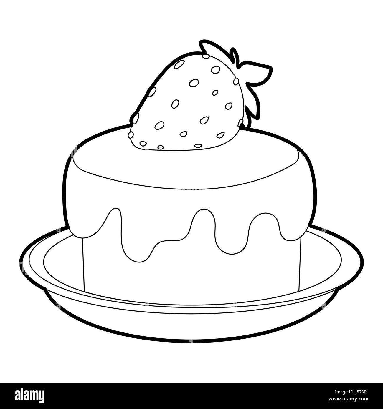 Cake icon, outline style Stock Vector Image & Art - Alamy