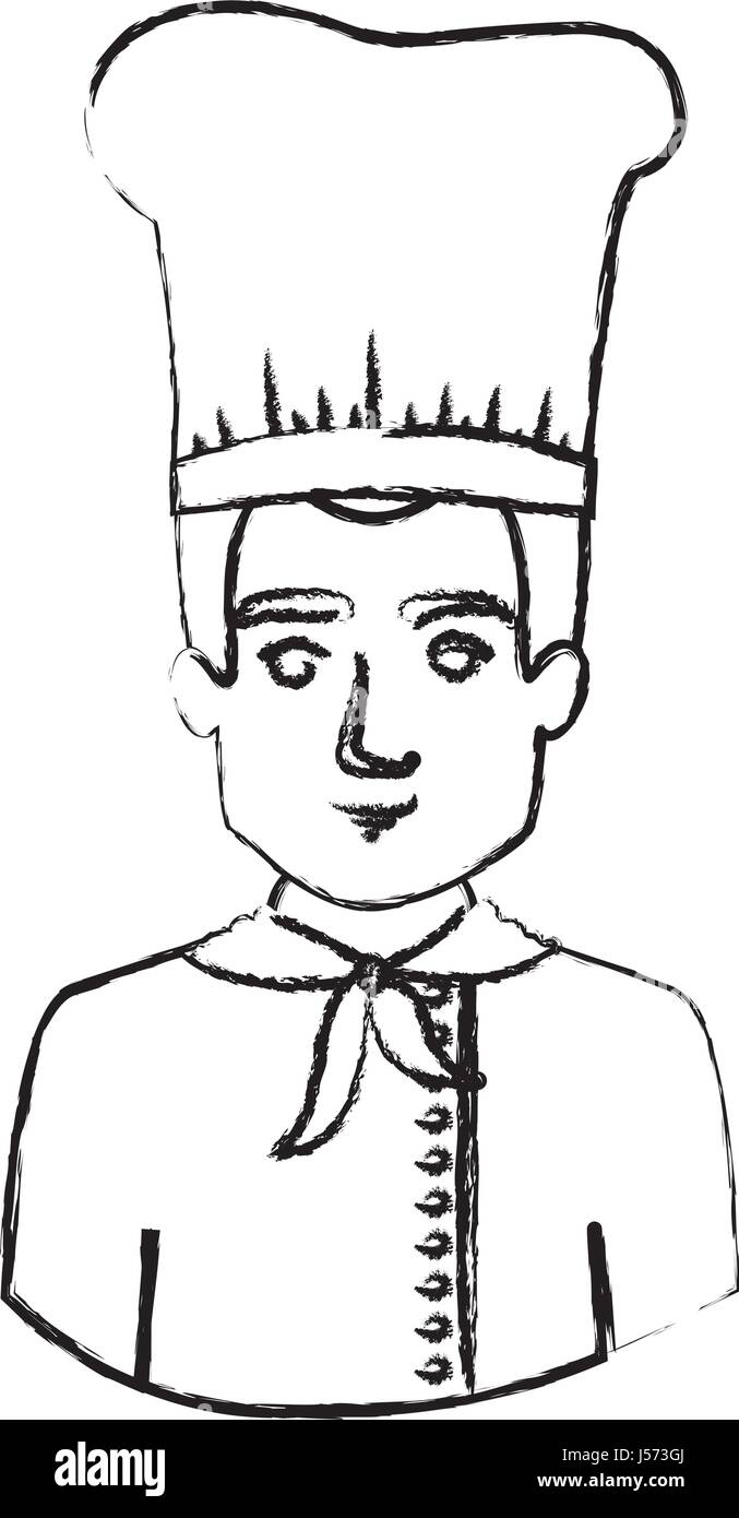monochrome blurred contour with half body of male chef Stock Vector ...