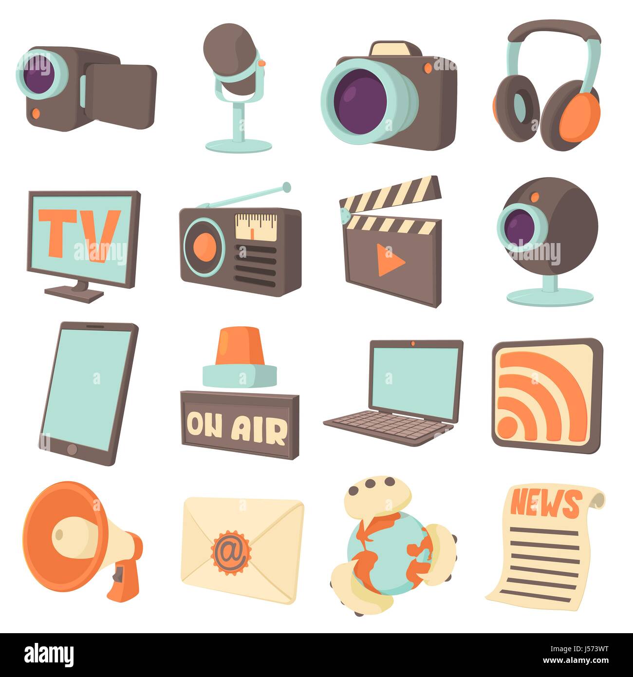 Media communications icons set, cartoon style Stock Vector Image & Art ...