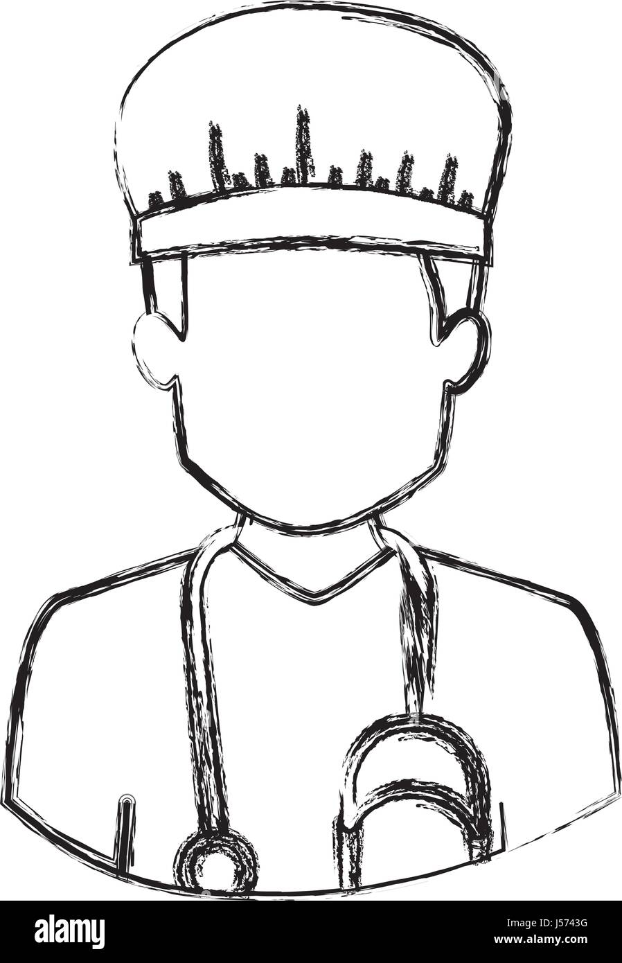 monochrome blurred contour with half body of faceless male nurse Stock ...