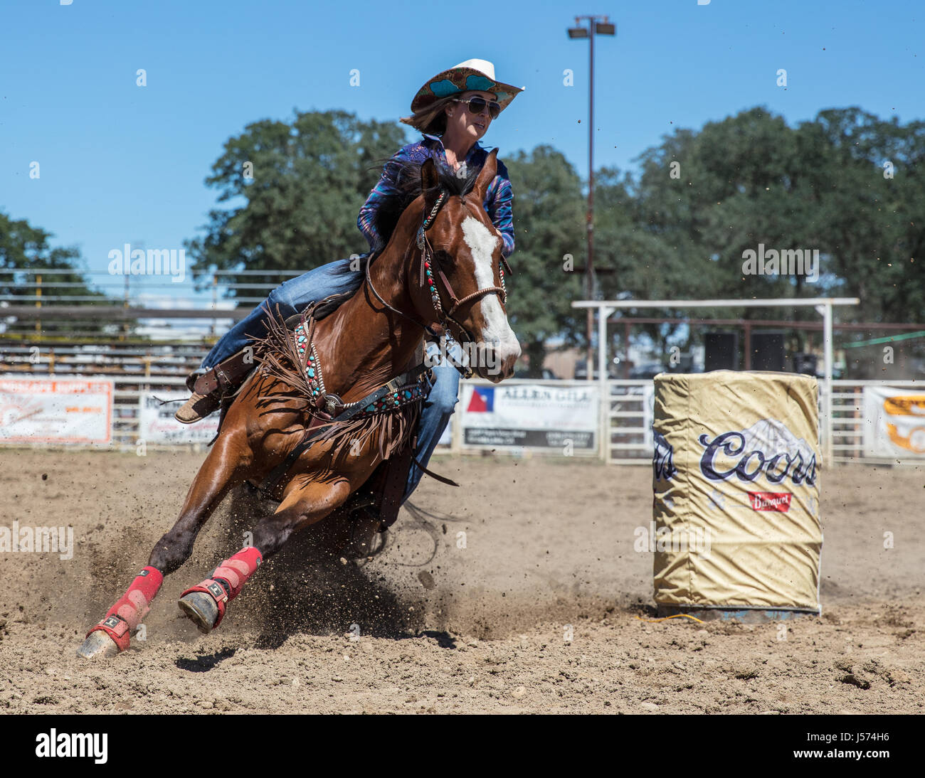 Bull riding cowboys at the rodeo in Cottonwood, California Stock Photo ...