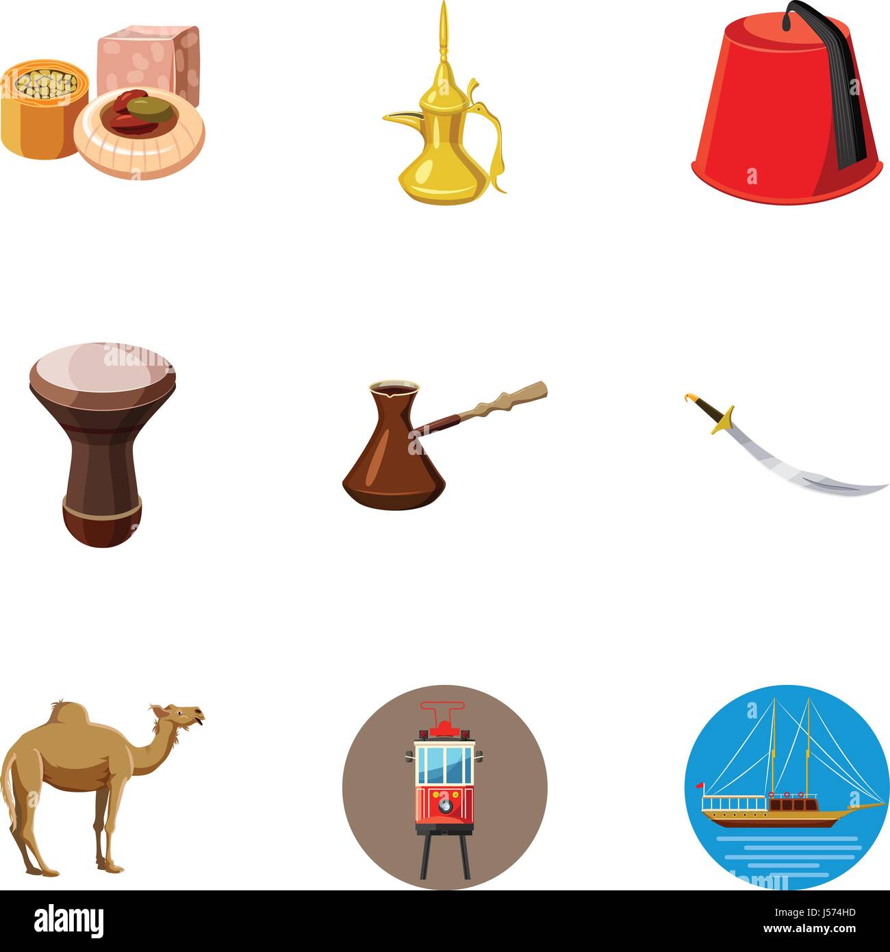 Turkey country icons set, cartoon style Stock Vector Image & Art - Alamy