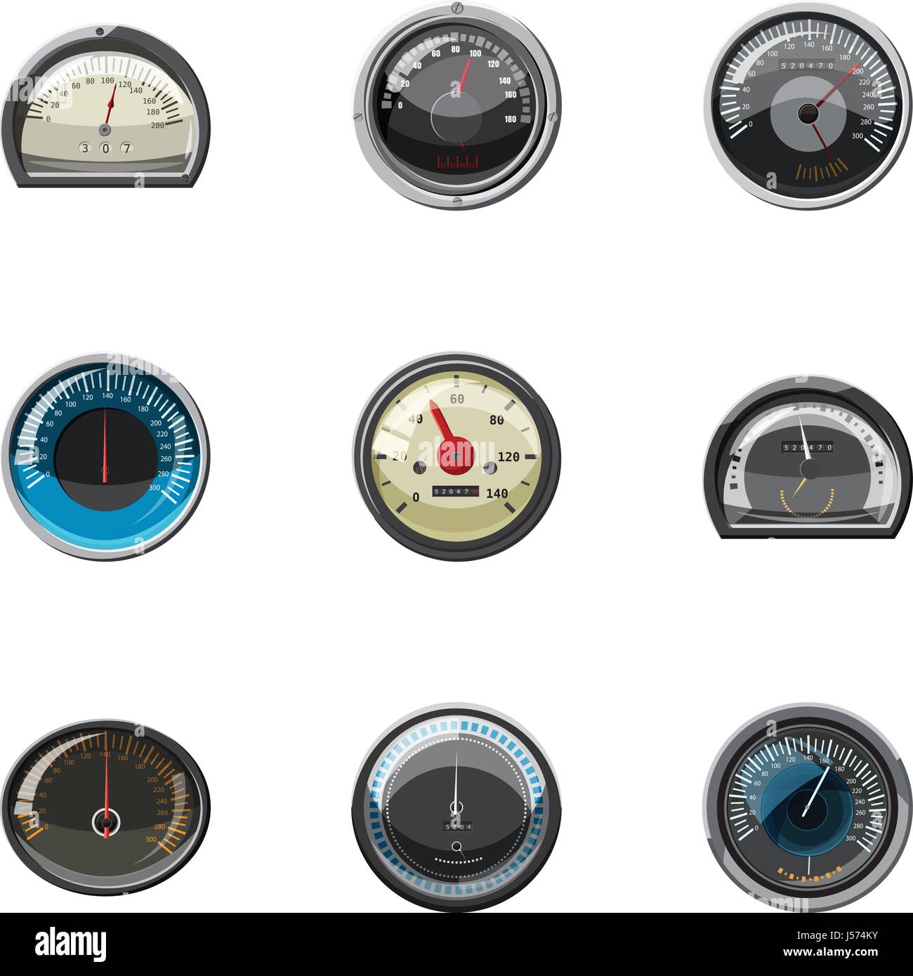 Speed measurement icons set, cartoon style Stock Vector Image & Art - Alamy