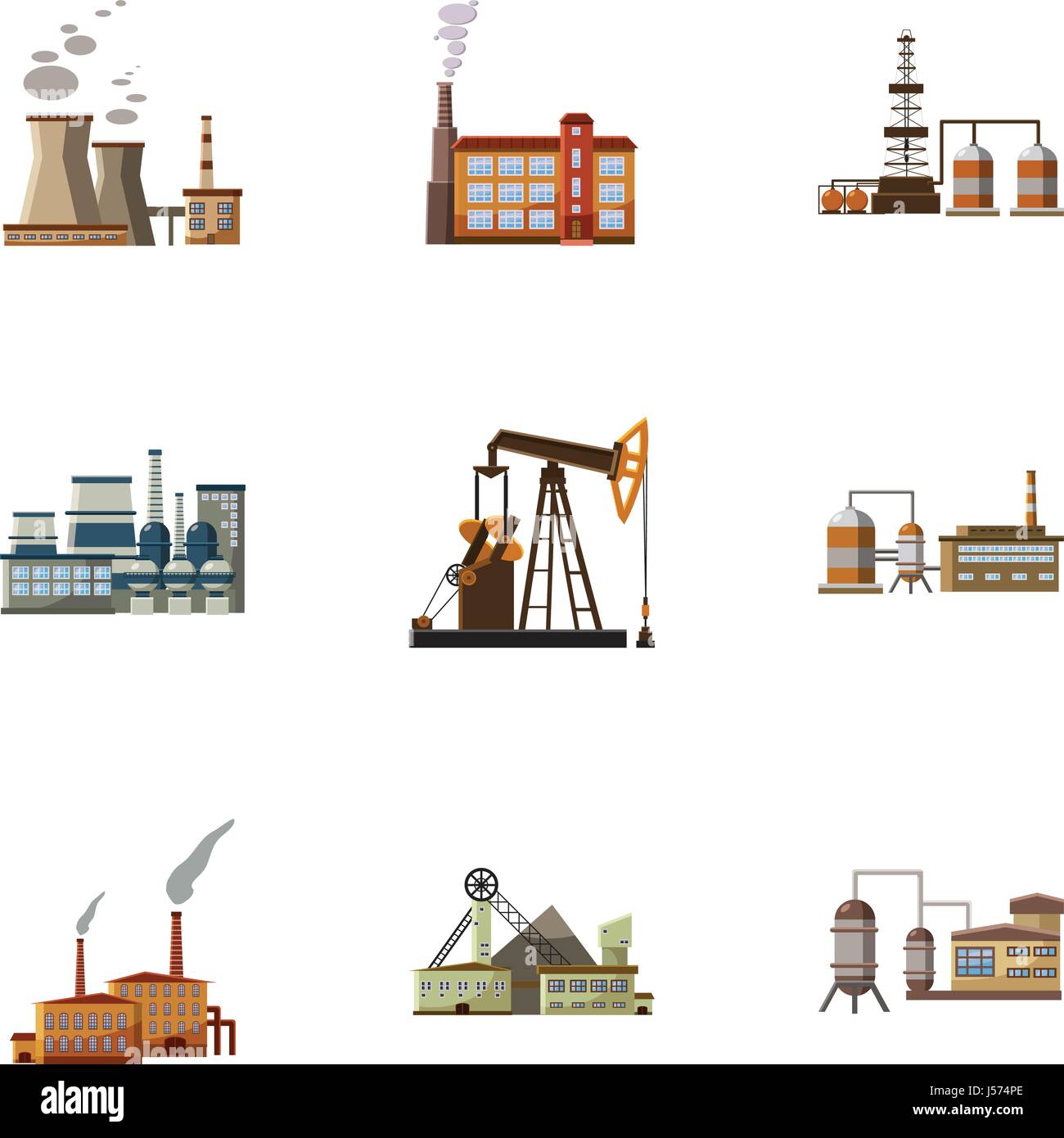 Industrial complex icons set, cartoon style Stock Vector Image & Art ...
