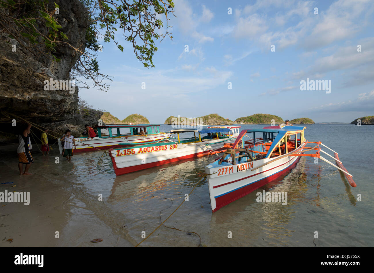 Quezon Island, Philippines - April 11, 2017: Tourist boats waiting for ...