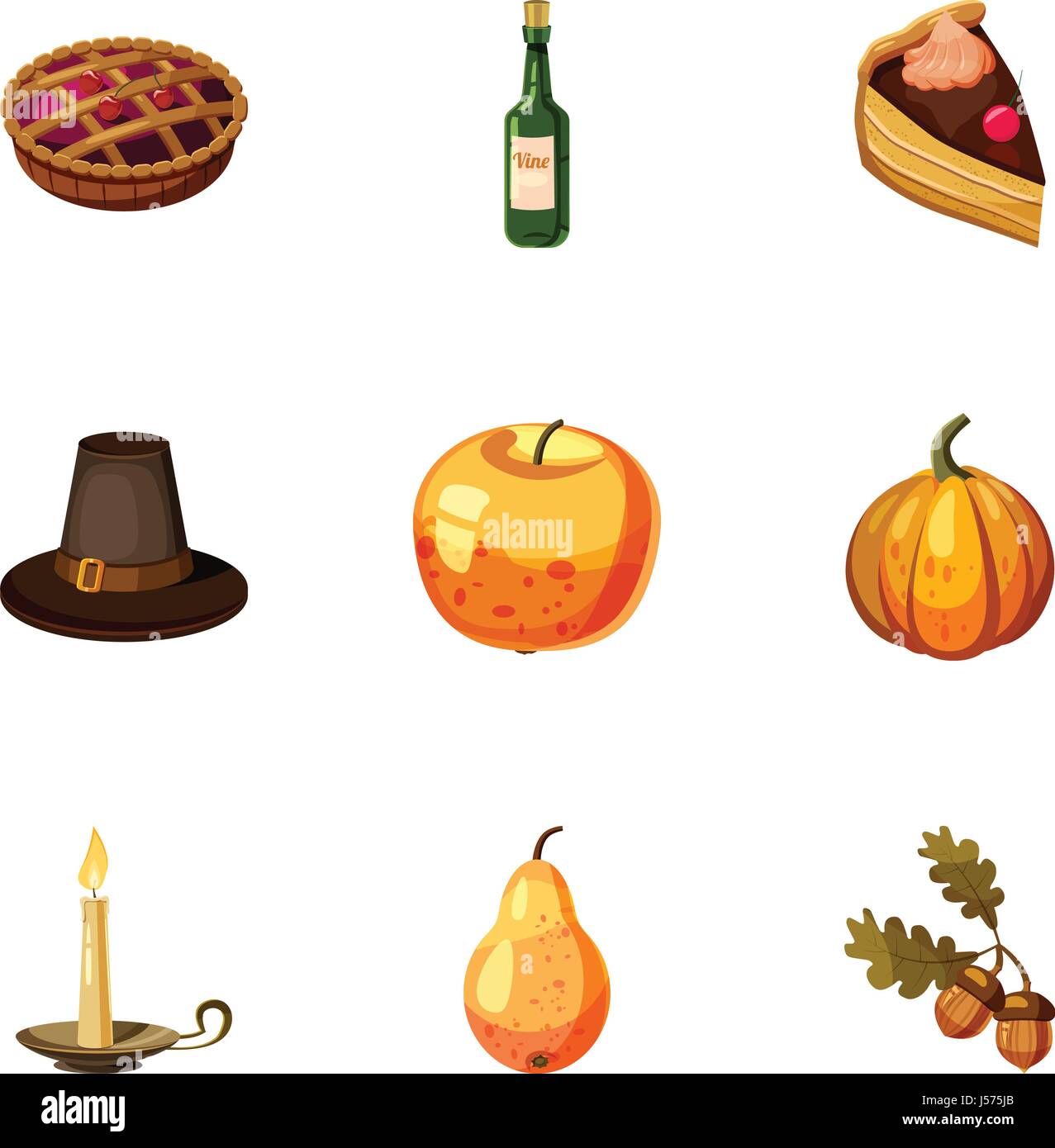 Thanksgiving feast icons set, cartoon style Stock Vector Image & Art ...