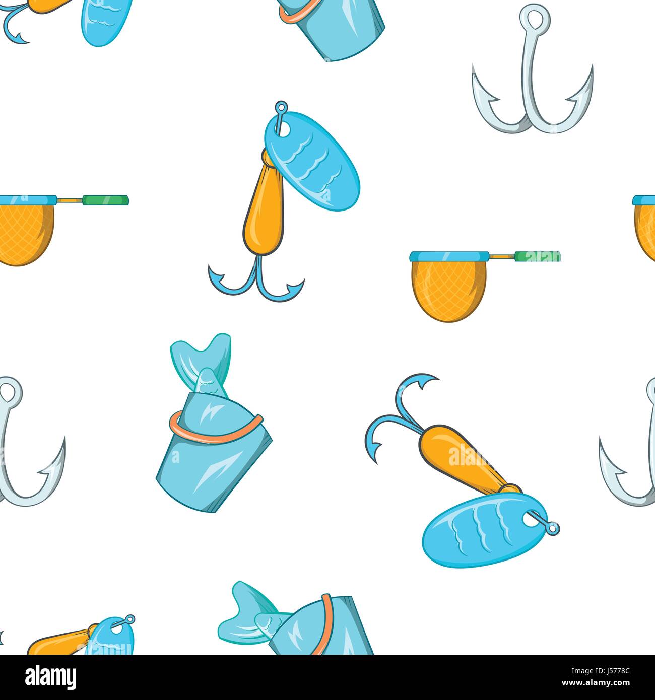 Hunting for fish pattern, cartoon style Stock Vector Image & Art - Alamy