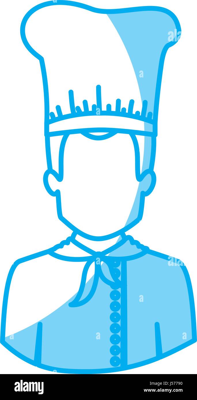 blue silhouette with half body of faceless male chef Stock Vector Image ...