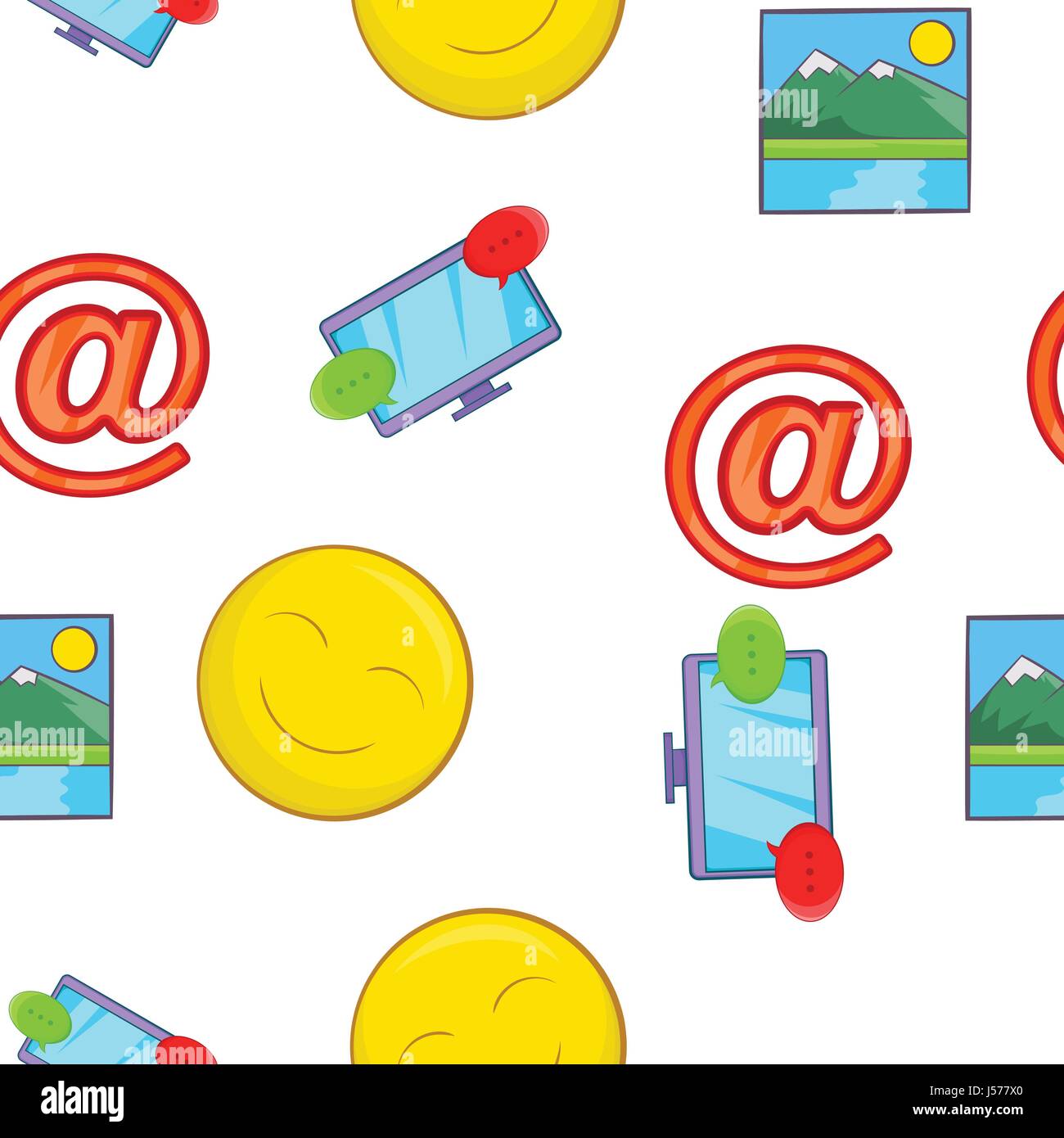 Messages over internet pattern, cartoon style Stock Vector Image & Art ...