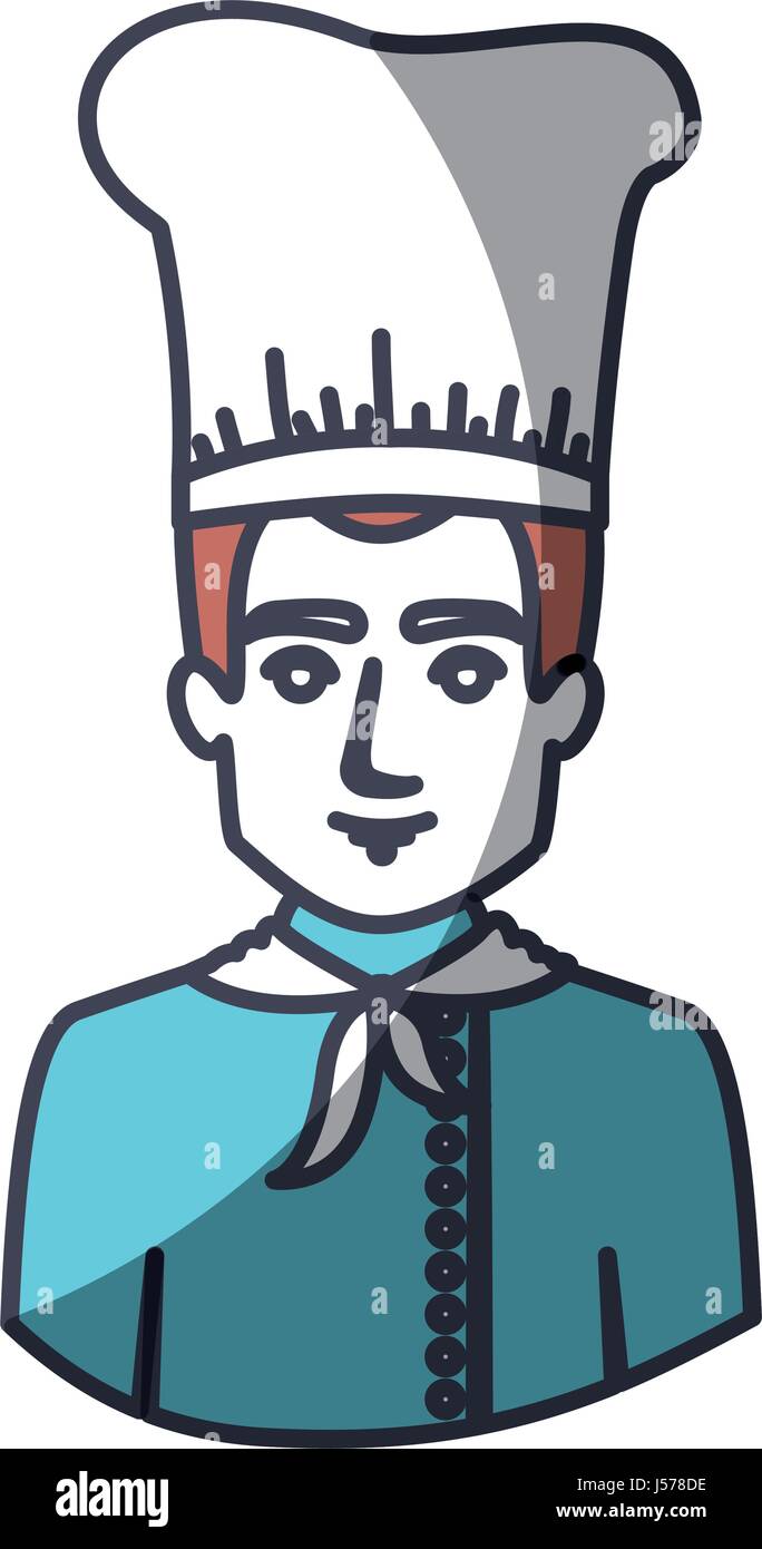 color silhouette and thick contour of half body of male chef Stock ...