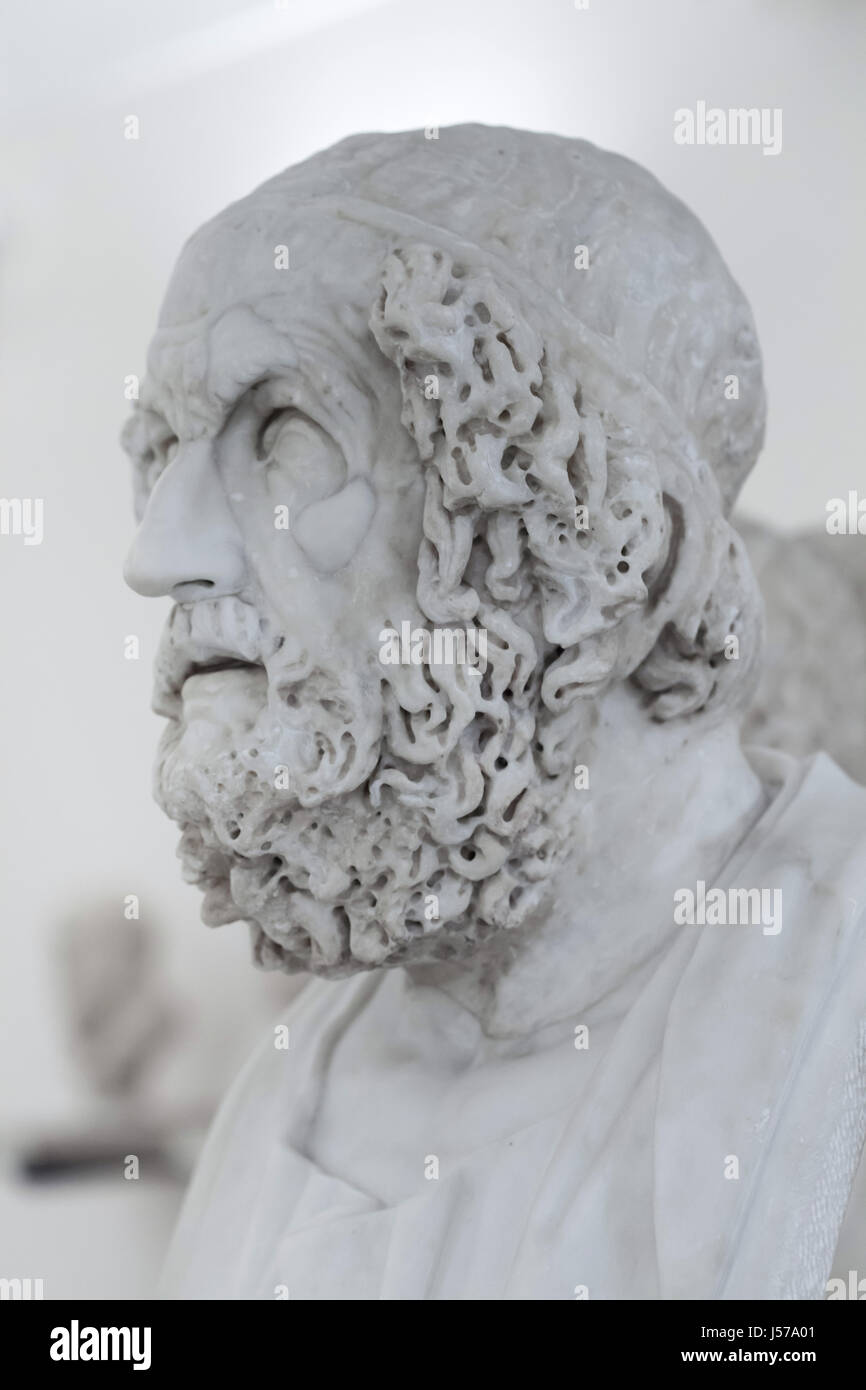 Marble bust of ancient Greek poet Homer. Roman copy from the 2nd ...