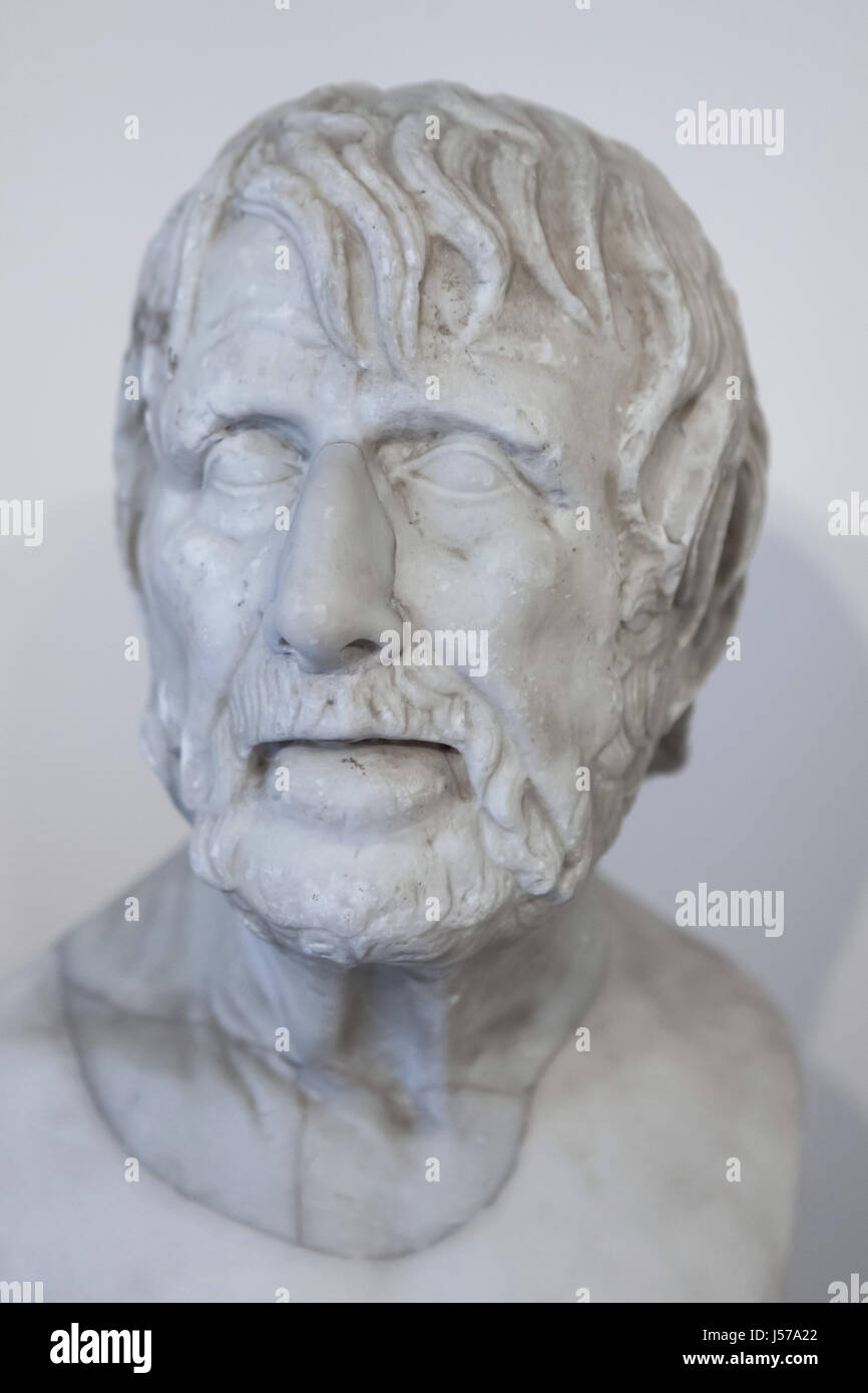 Marble bust of the so-called Pseudo-Seneca. Roman copy from the 1st ...