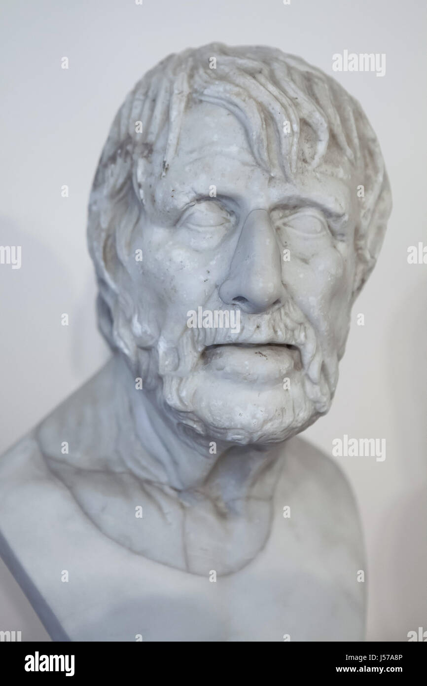 Marble bust of the so-called Pseudo-Seneca. Roman copy from the 1st ...