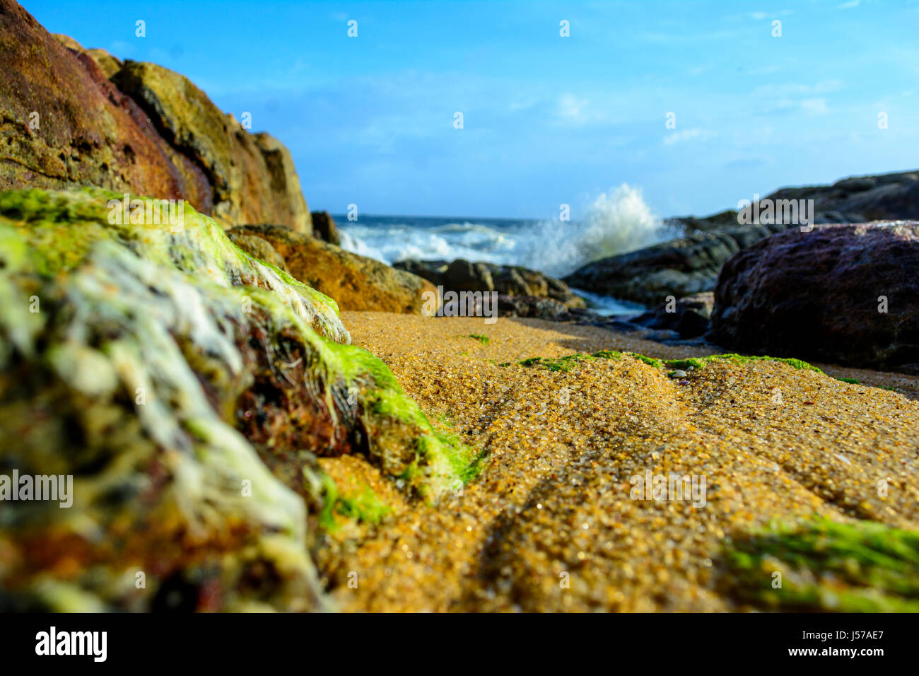 Waves washing over rocks, Indian Ocean Stock Photo - Alamy
