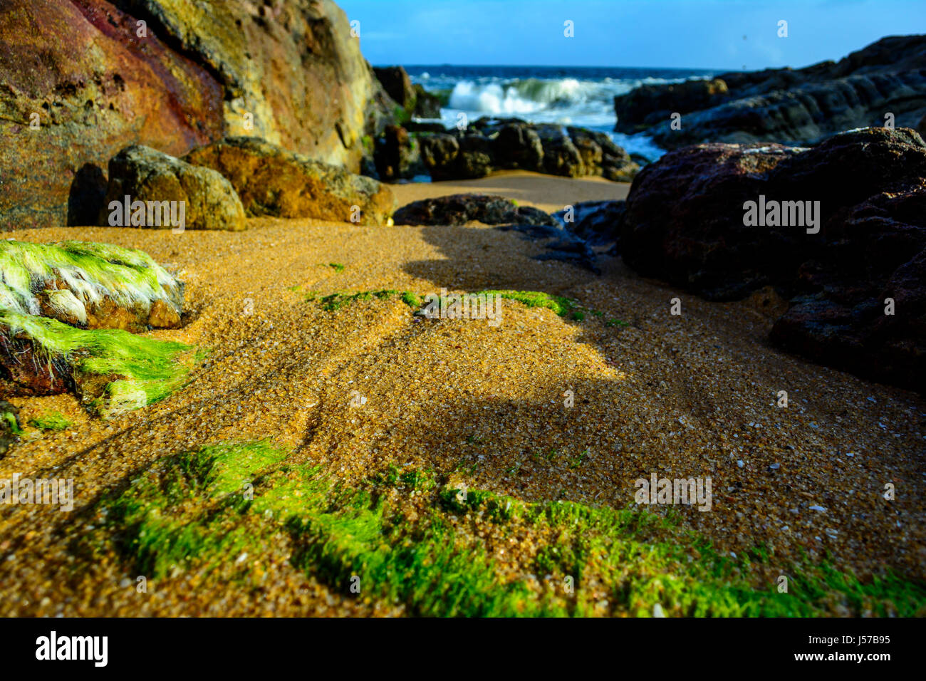 Waves washing over rocks, Indian Ocean Stock Photo - Alamy