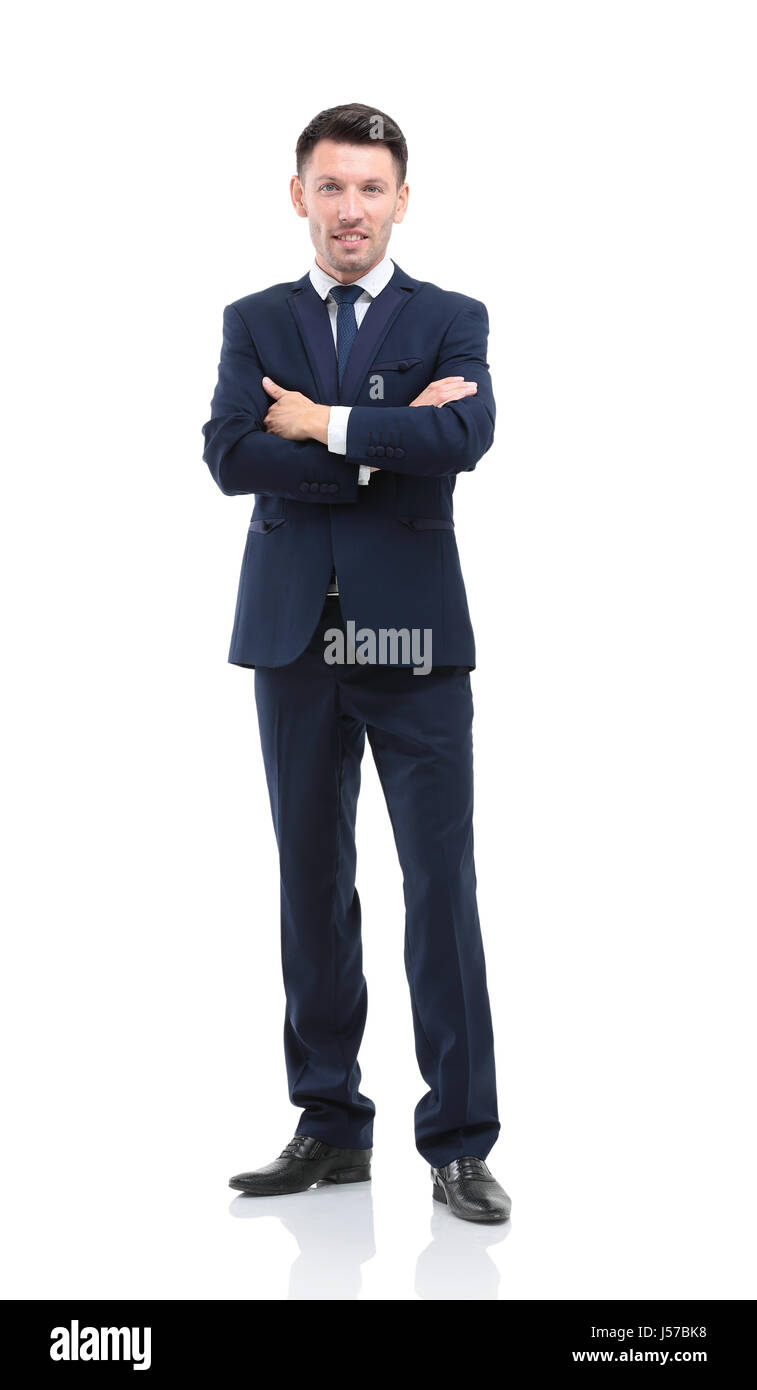 Handsome businessman standing isolated on white background Stock Photo ...