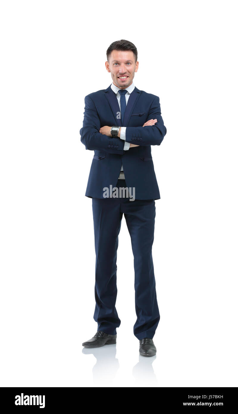 Handsome businessman standing isolated on white background Stock Photo ...