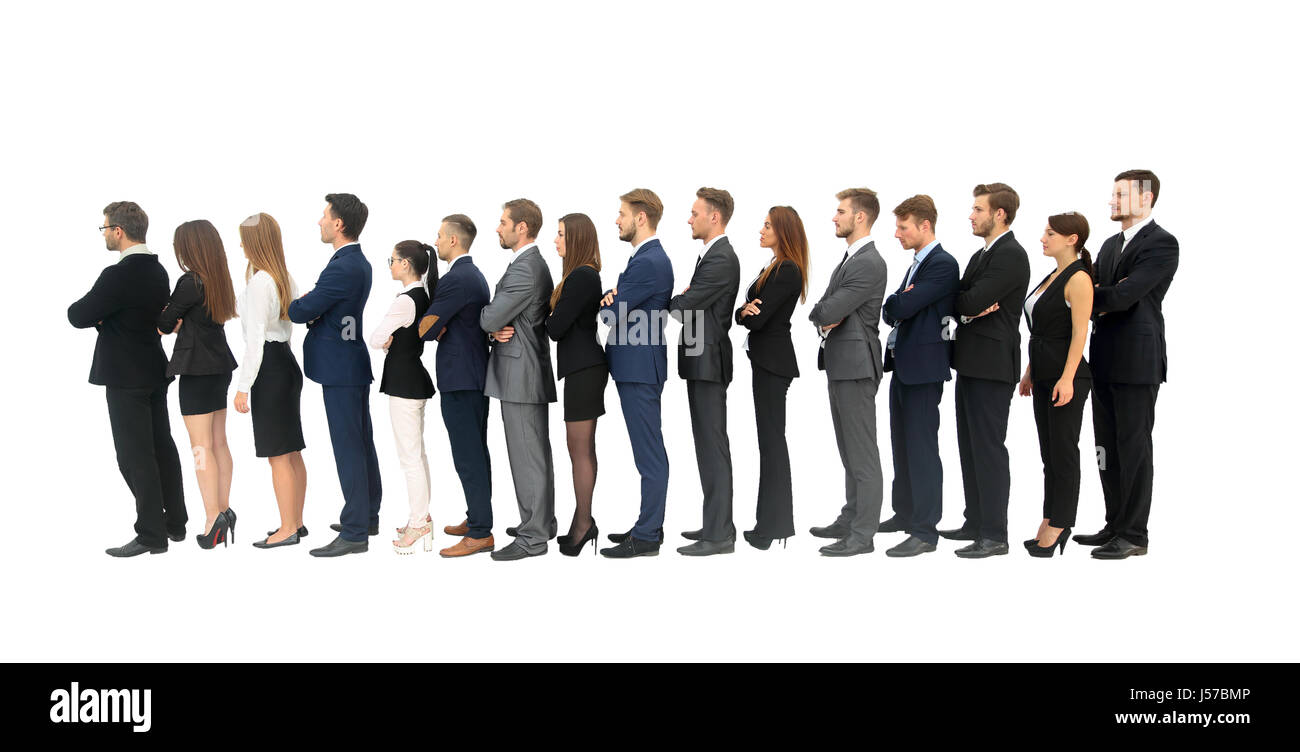 group of business team standing in a row Stock Photo - Alamy