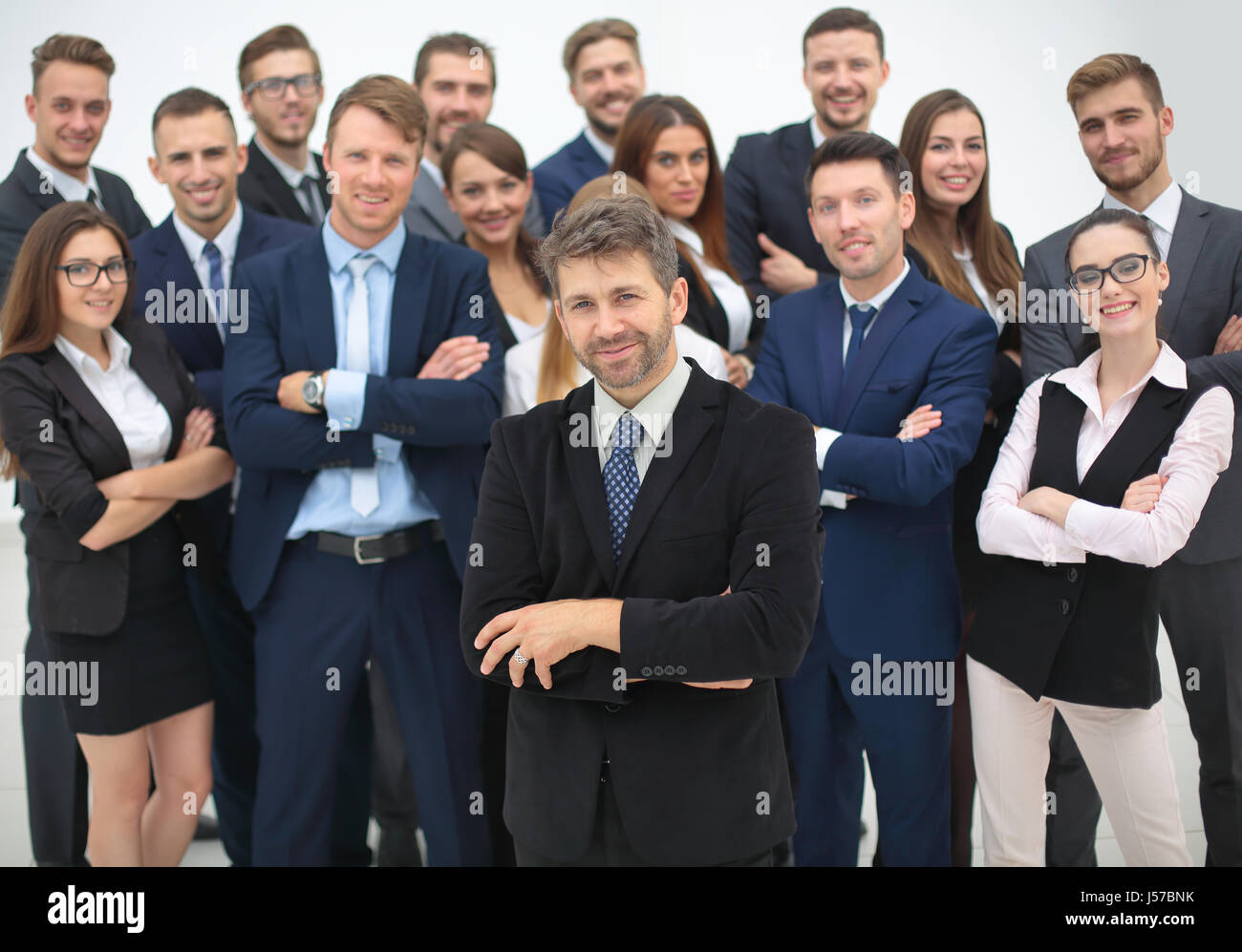 Business team people group crowd full length stand isolated on w Stock ...