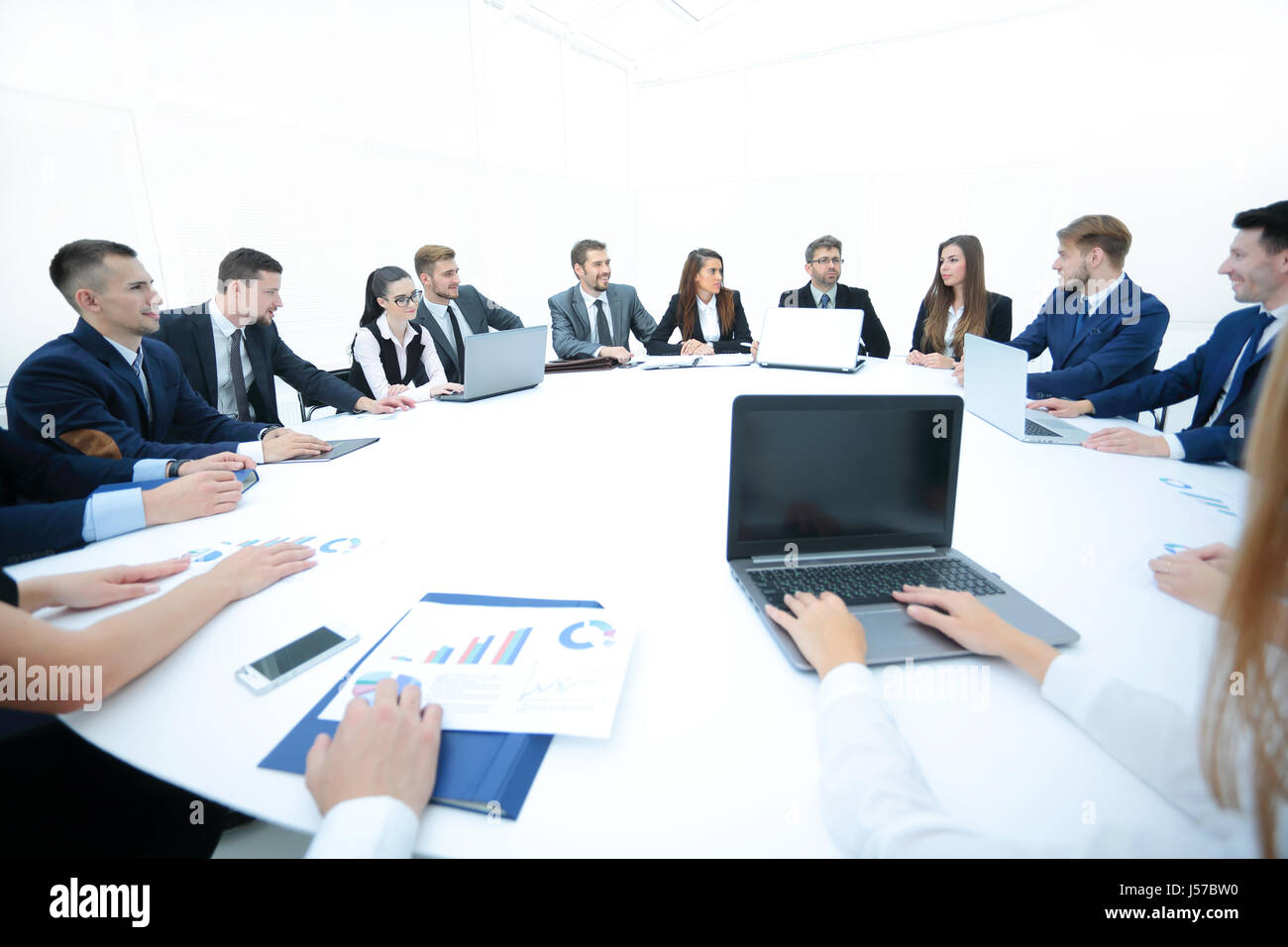 Round table discussion at Business convention and Presentation Stock ...