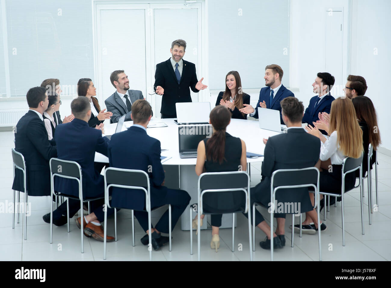 Indoor business conference for managers Stock Photo - Alamy