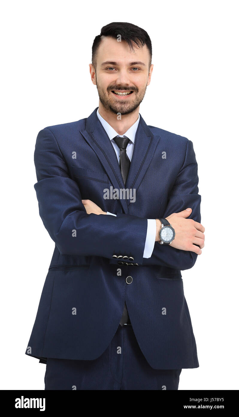 Smiling business man. Isolated over white background Stock Photo - Alamy
