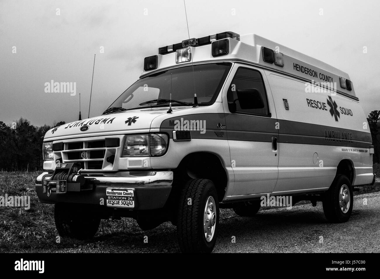 Paramedic ems ambulance emergency unit Black and White Stock Photos ...
