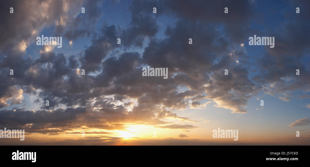 Evening sunset sky with clouds. Five shots composite panorama good for ...