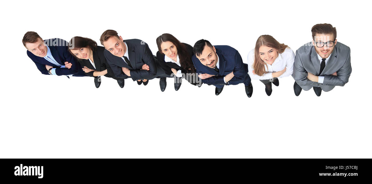 Business people standing in a row. top view Stock Photo - Alamy