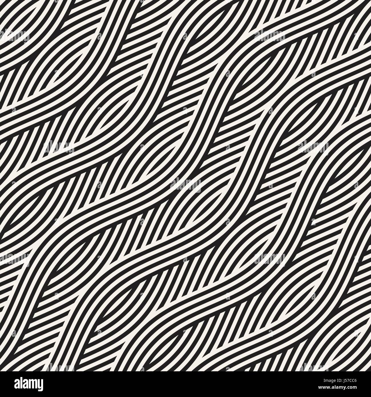 Abstract geometric pattern with wavy lines. Interlacing rounded stripes ...