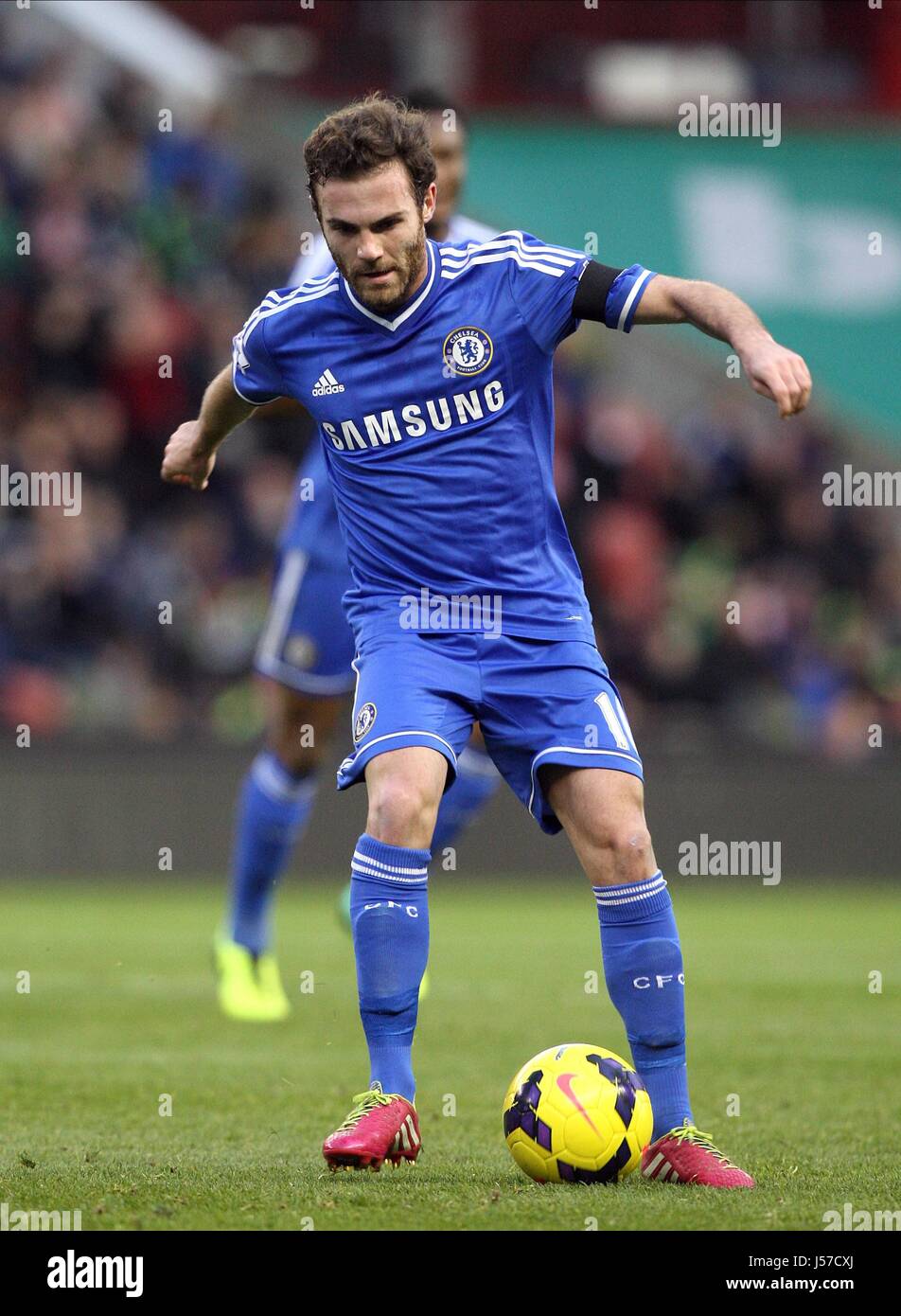 JUAN MATA CHELSEA FC CHELSEA FC THE BRITANNIA STADIUM STOKE-ON-TRENT ENGLAND 07 December 2013 ...