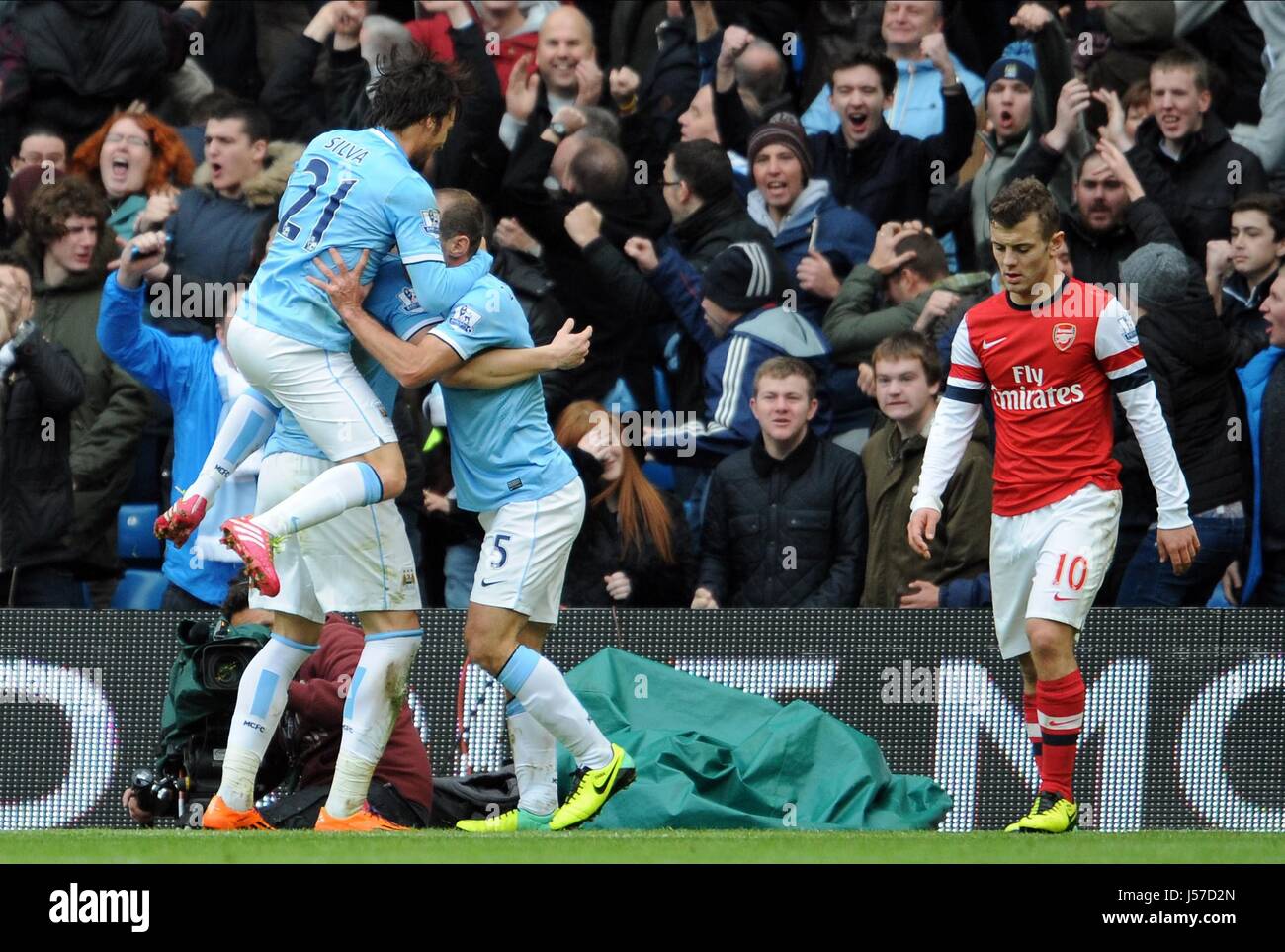 ALVARO NEGREDO CELEBRATES GOAL MANCHESTER CITY V ARSENAL ETIHAD STADIUM ...