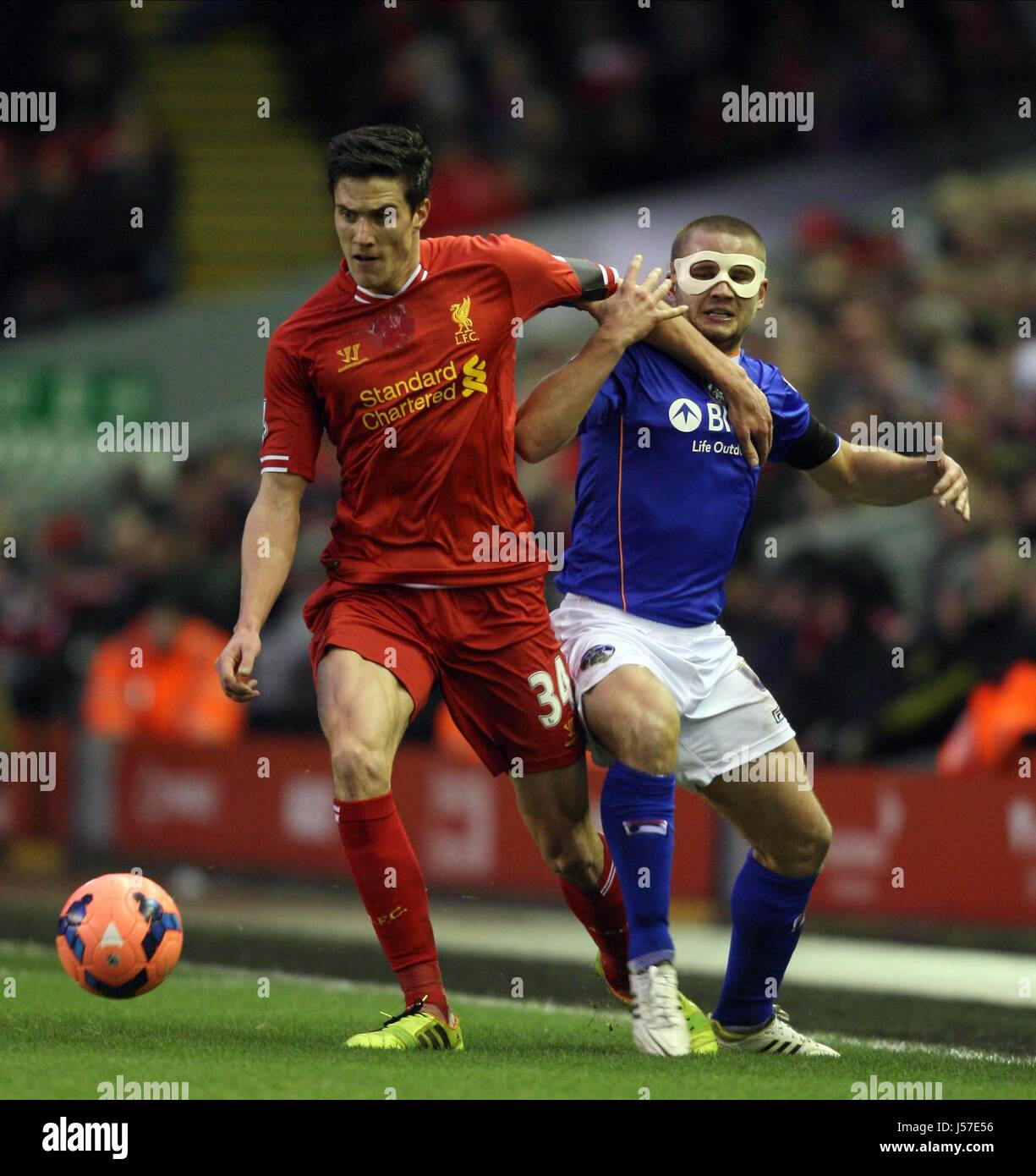 MARTIN KELLY & JAMES WESOLOWSK LIVERPOOL V OLDHAM ATHLETIC ANFIELD ...