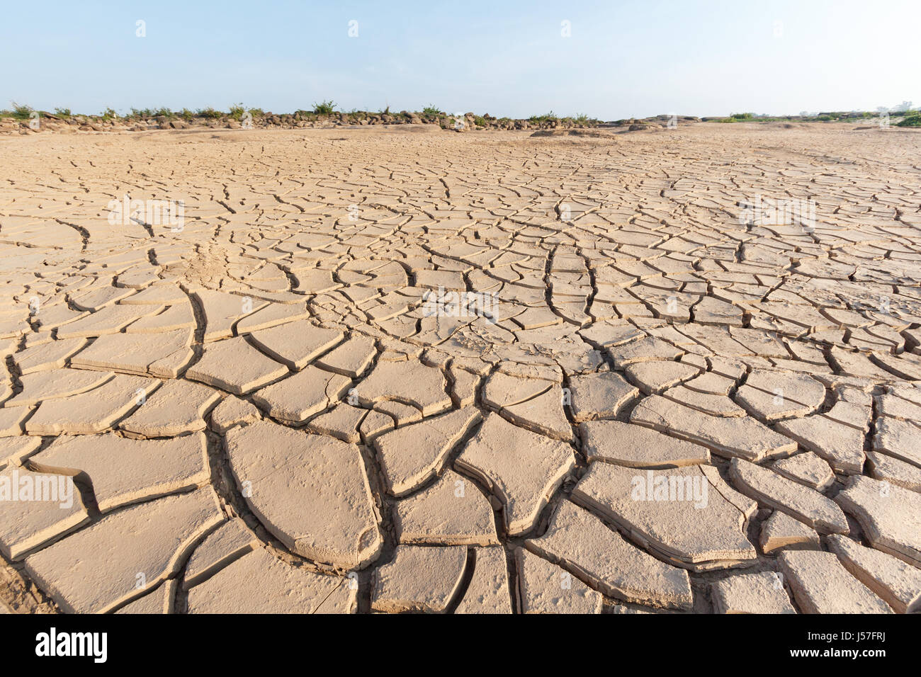 Splited ground with clear blue sky Stock Photo - Alamy