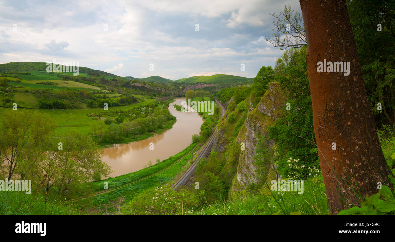 Above the valley of the Berounka river, Czech Republic. Panorama ...