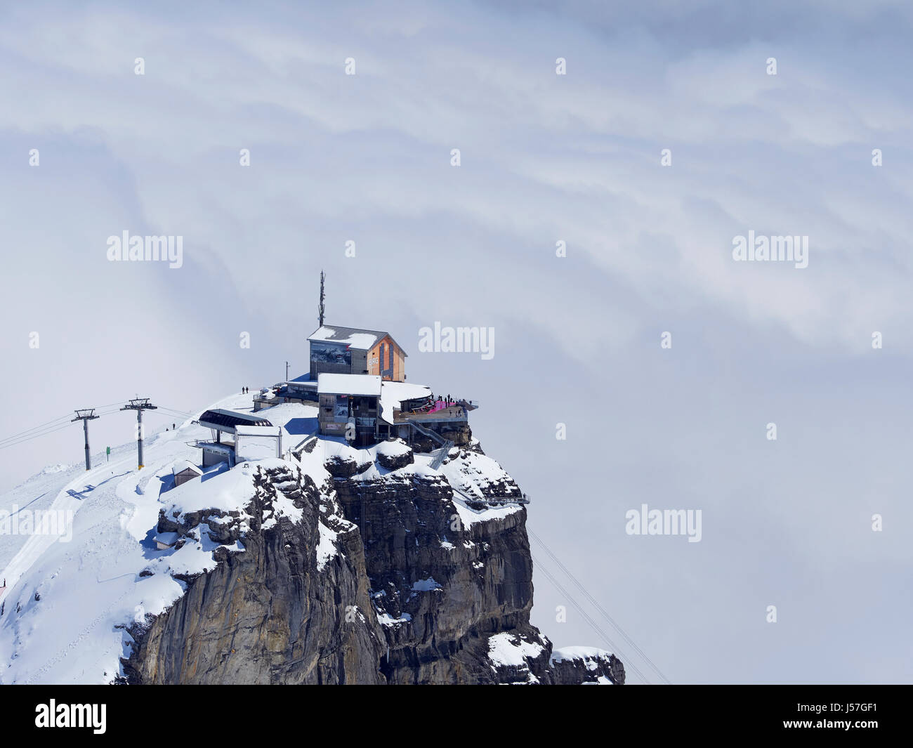 Switzerland Birg station on the Schilthorn below Piz Gloria at 2,684 m ...