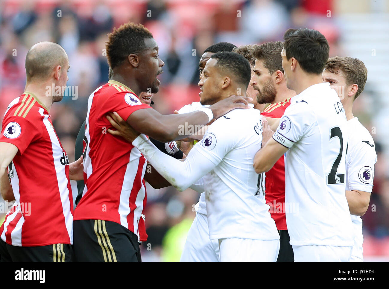 Tempers fray between Sunderland and Swansea City players during the ...