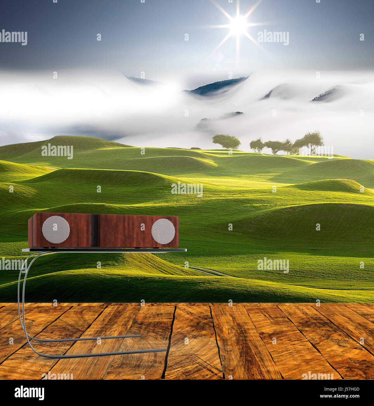 The 3d rendering of music box with fasion design and nice background ...