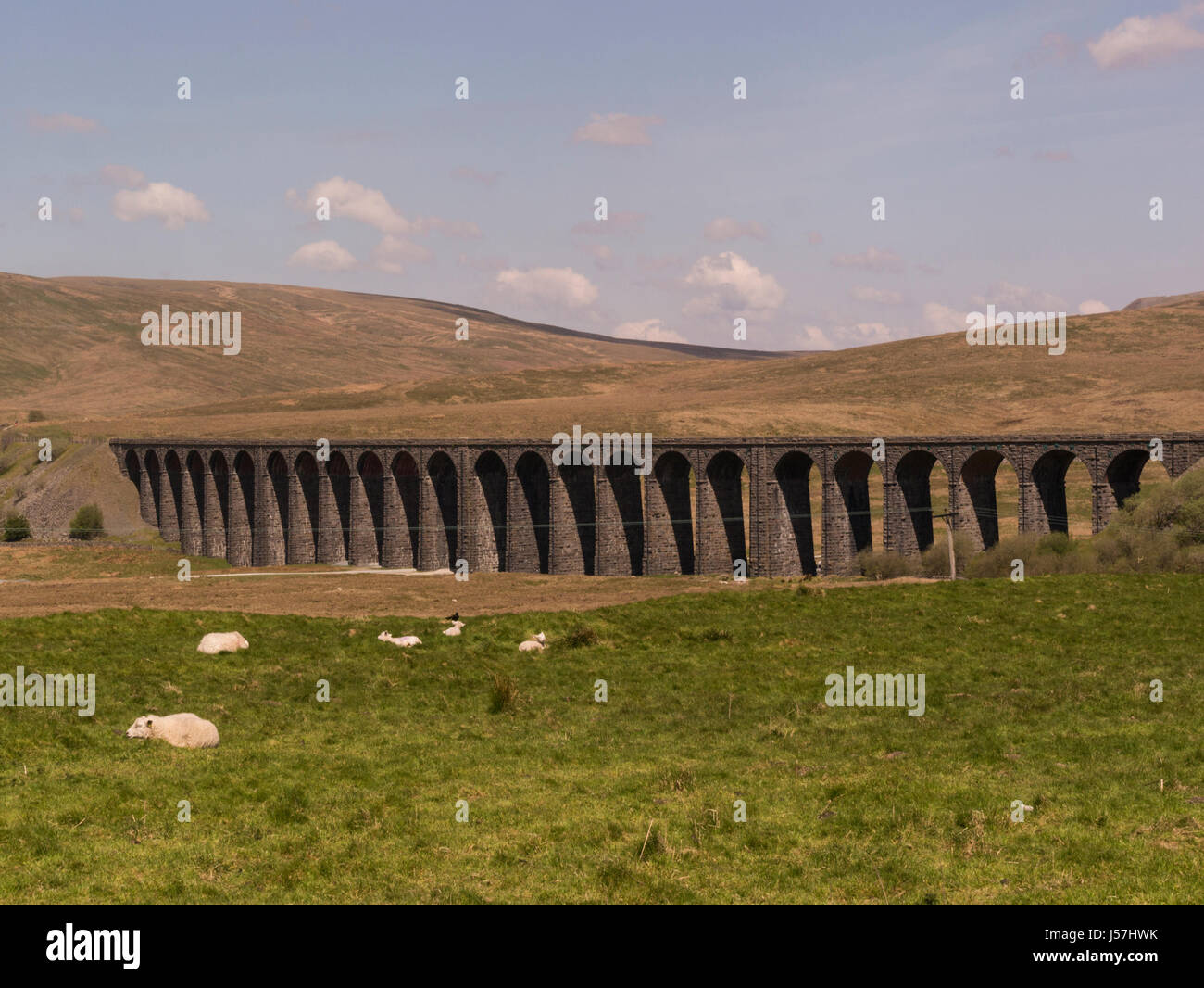 The Ribblehead Viaduct or Batty Moss Viaduct carries the Settle ...