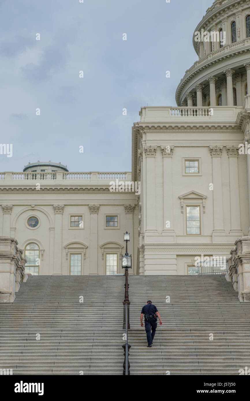 Capitol Police Walking Up the Steps of the U.S. Capitol, Washington, DC ...