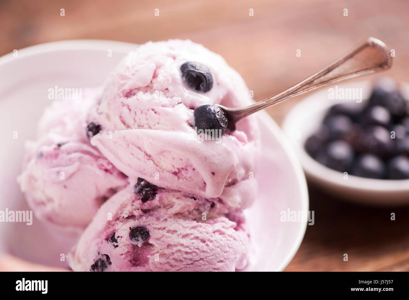 homemade blueberry and yogurt ice cream with fresh fruits Stock Photo ...