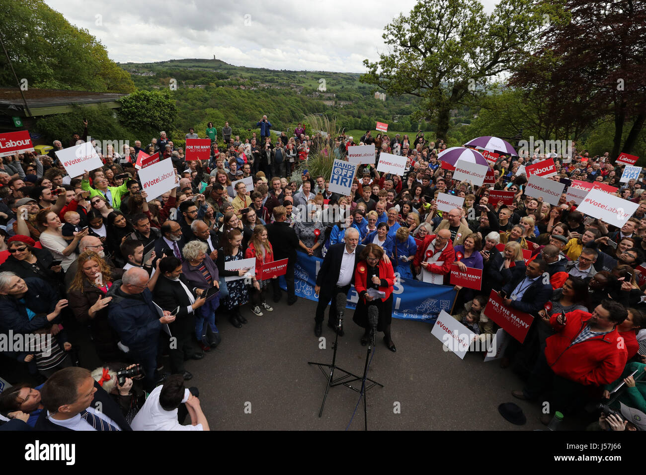 Labour leader Jeremy Corbyn with Thelma Walker, the party's candidate ...