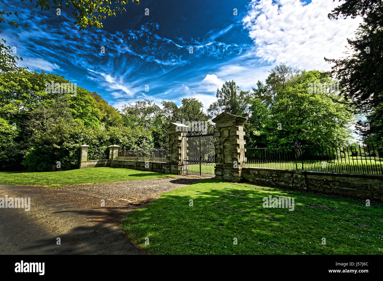 Arches from the original church at Shobdon, Herefordshire form a folly ...