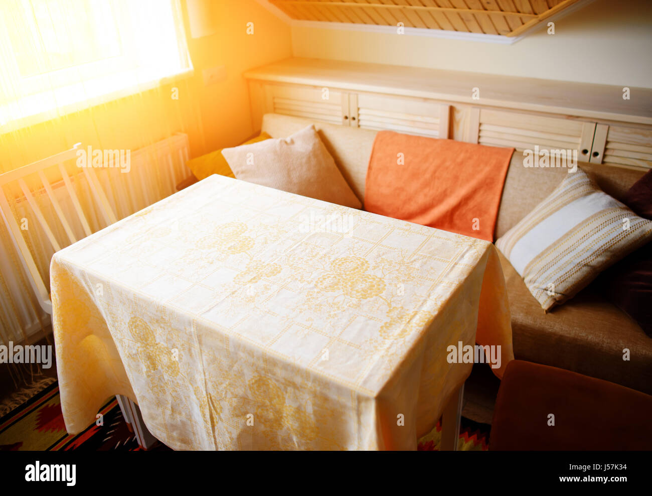 living room with a sofa table and a beautiful interior Stock Photo - Alamy