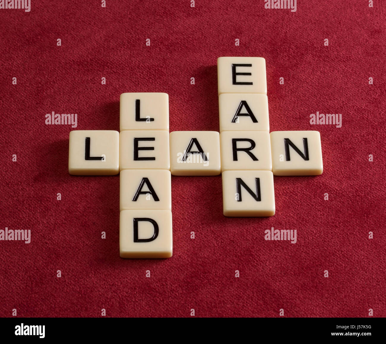 Crossword puzzle with words Learn, Lead and Earn. Leadership concept ...