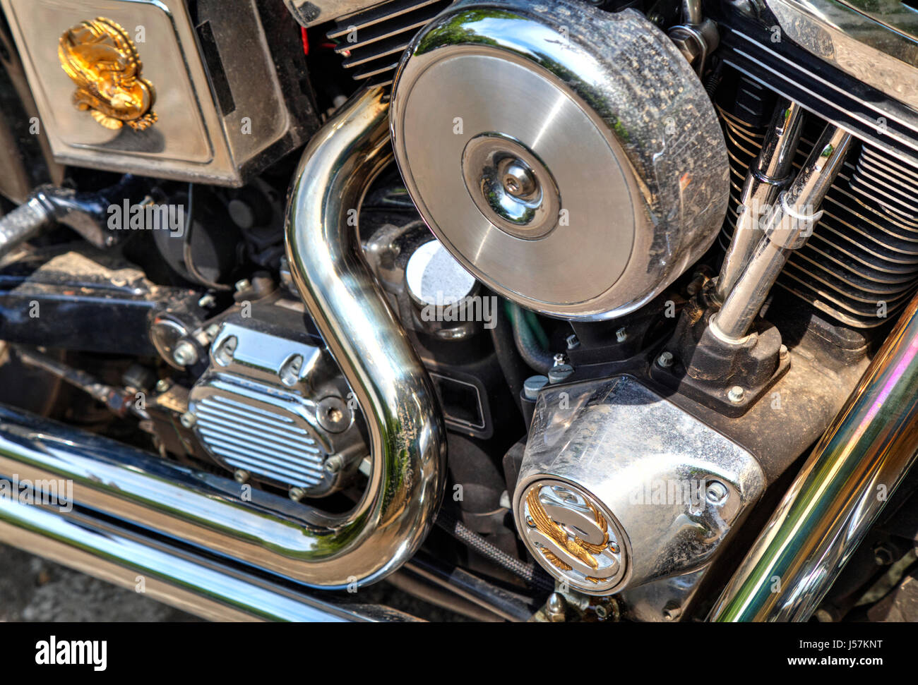 Shiny motorcycle engine closeup Stock Photo - Alamy