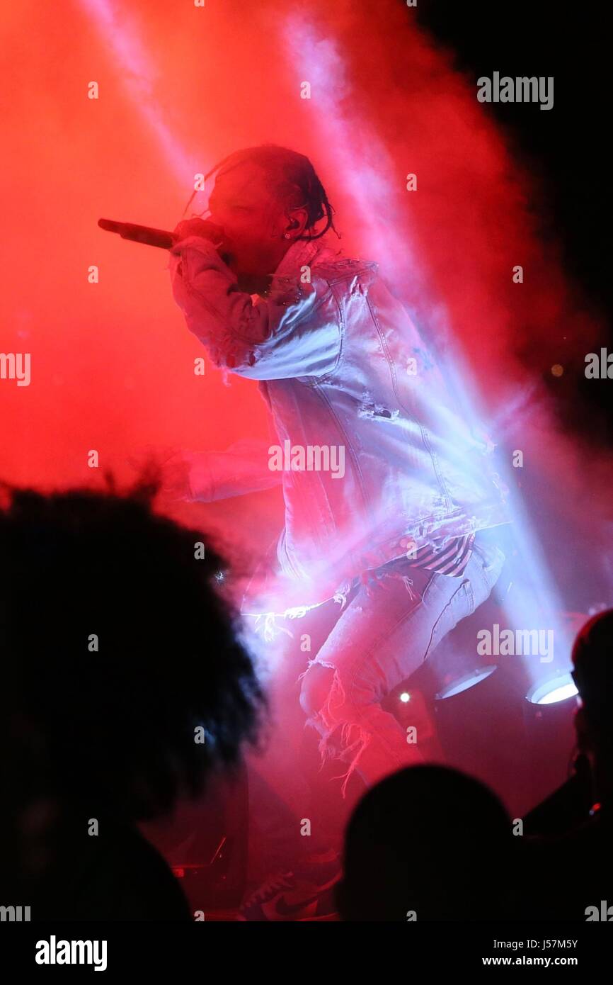 Travis Scott seen performing at Coachella Weekend 1 Day 1 Featuring ...
