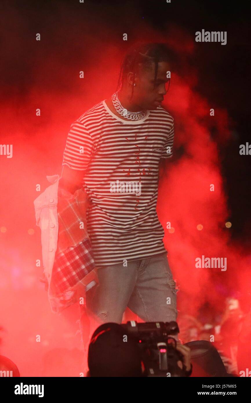 Travis Scott seen performing at Coachella Weekend 1 Day 1 Featuring ...
