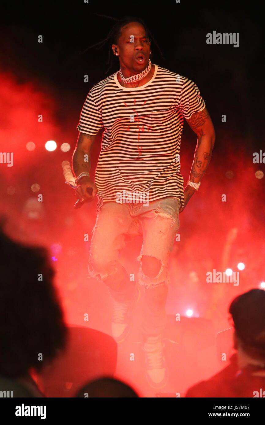 Travis Scott seen performing at Coachella Weekend 1 Day 1 Featuring ...